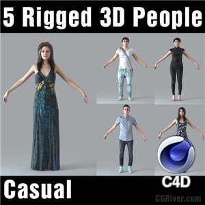Cinema 4D Humans - 5 RIGGED 3D MODELS (MeMsC4D003M4) – CG River